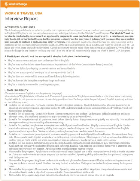 Interview Guidelines And Sample Documents | Work & Travel USA ...